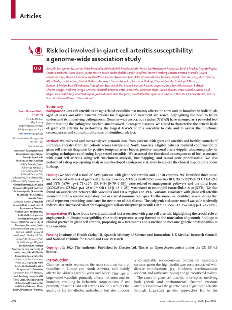 Risk-loci-involved-in-giant-cell-arteritis-suscept | PDF | Single ...