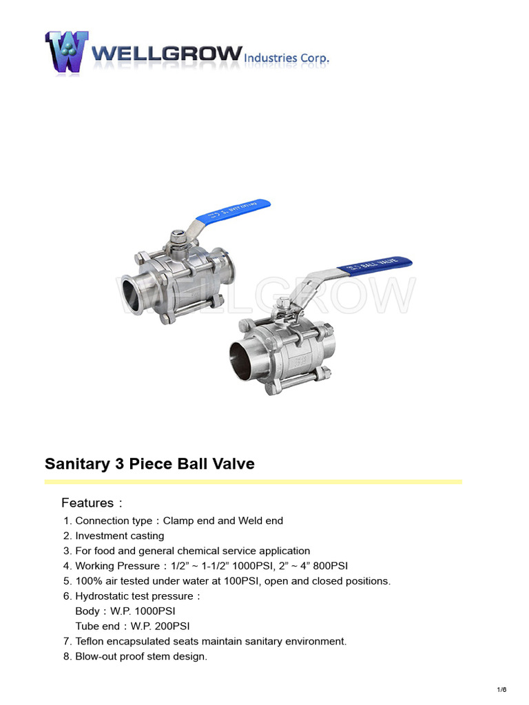 Wellgrow Ball Valve 3 Pcs | PDF | Valve | Equipment