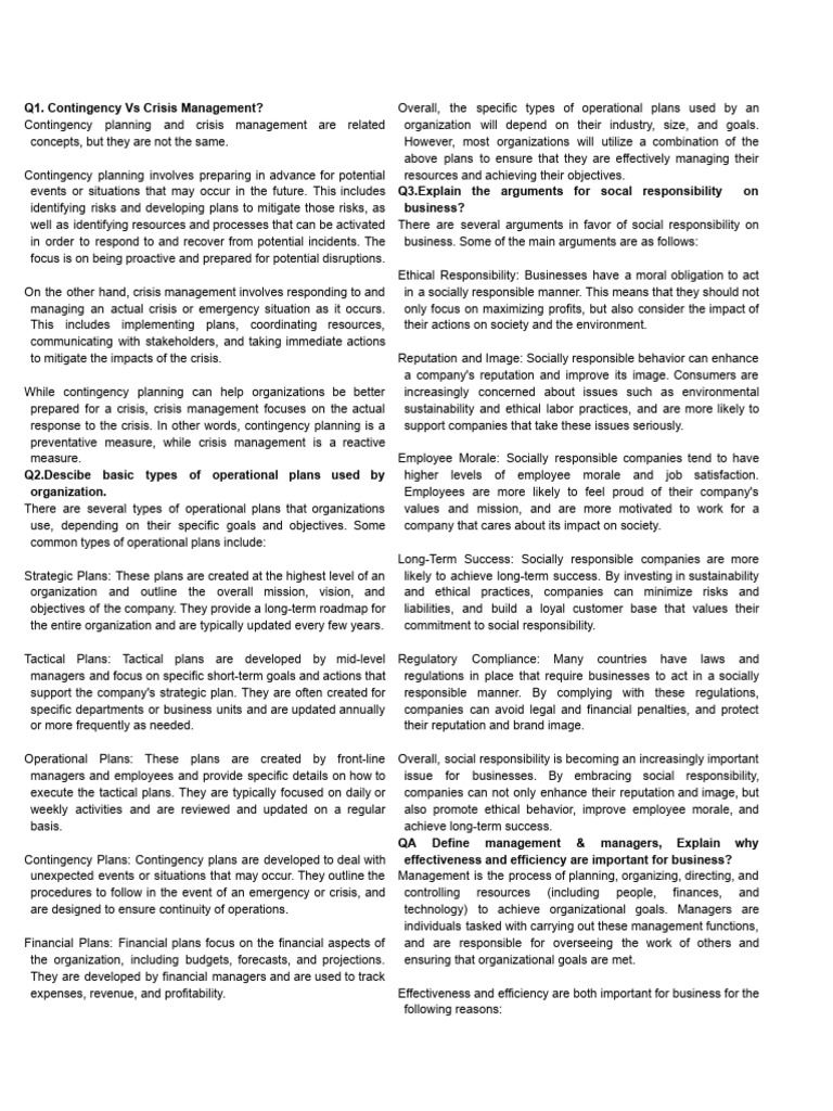 Management QB Solve Jannatul.B | PDF | Strategic Management | Goal