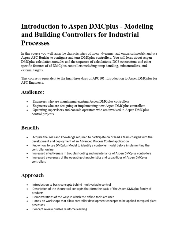Introduction To Aspen DMCplus | PDF | Mathematical Optimization | Control Theory