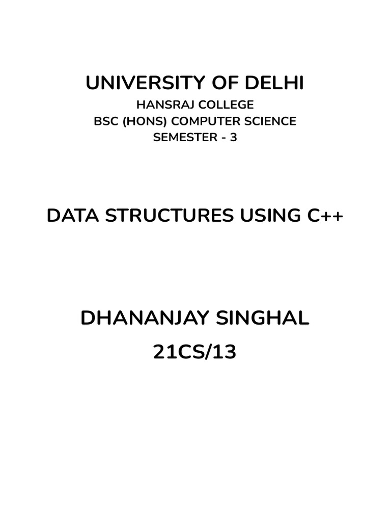 Data Structures Assignment Dhananjay Singhal Pdf Queue Abstract Data Type Namespace