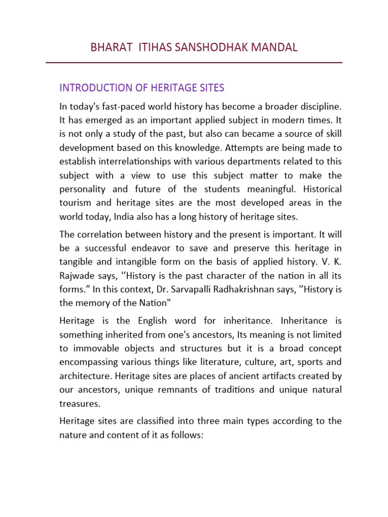 Exploring Bharat Itihas Mandal's Heritage | PDF | Cultural Heritage