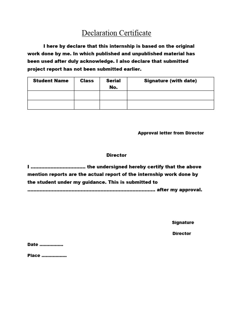 Declaration Certificate | PDF