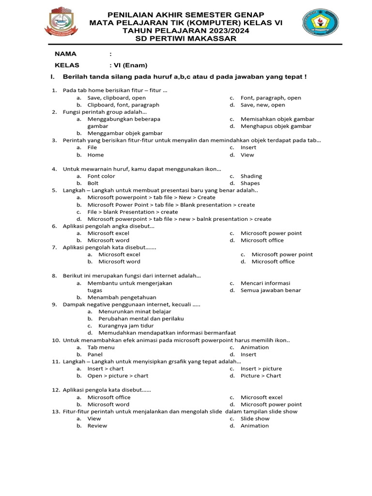 Penilaian Akhir Semester Genap | PDF