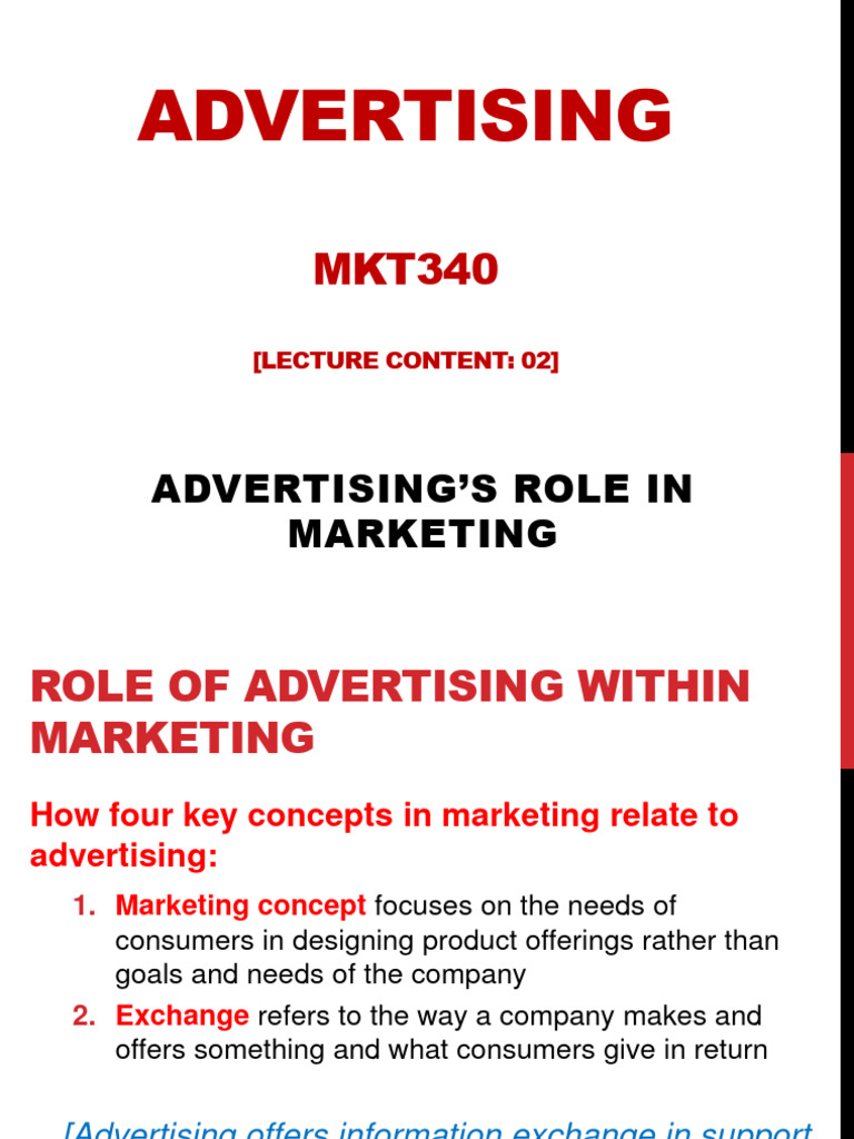 Marketing340 Advertising-Lecture 2 - Advertising's Role in Marketing ...