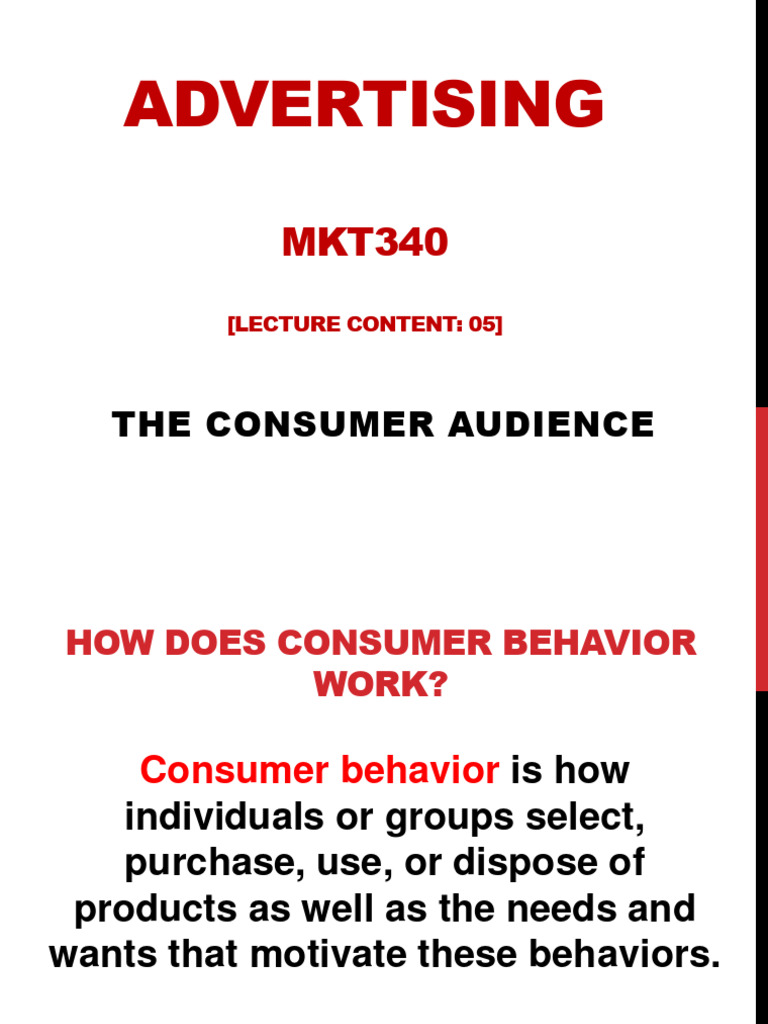 Marketing340 Advertising-Lecture 5 - The Consumer Audience | PDF ...
