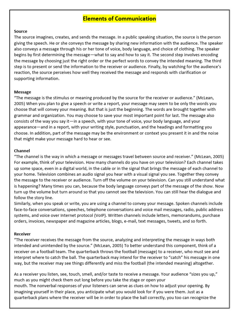UNIT - II Elements of Communication | PDF | Nonverbal Communication ...