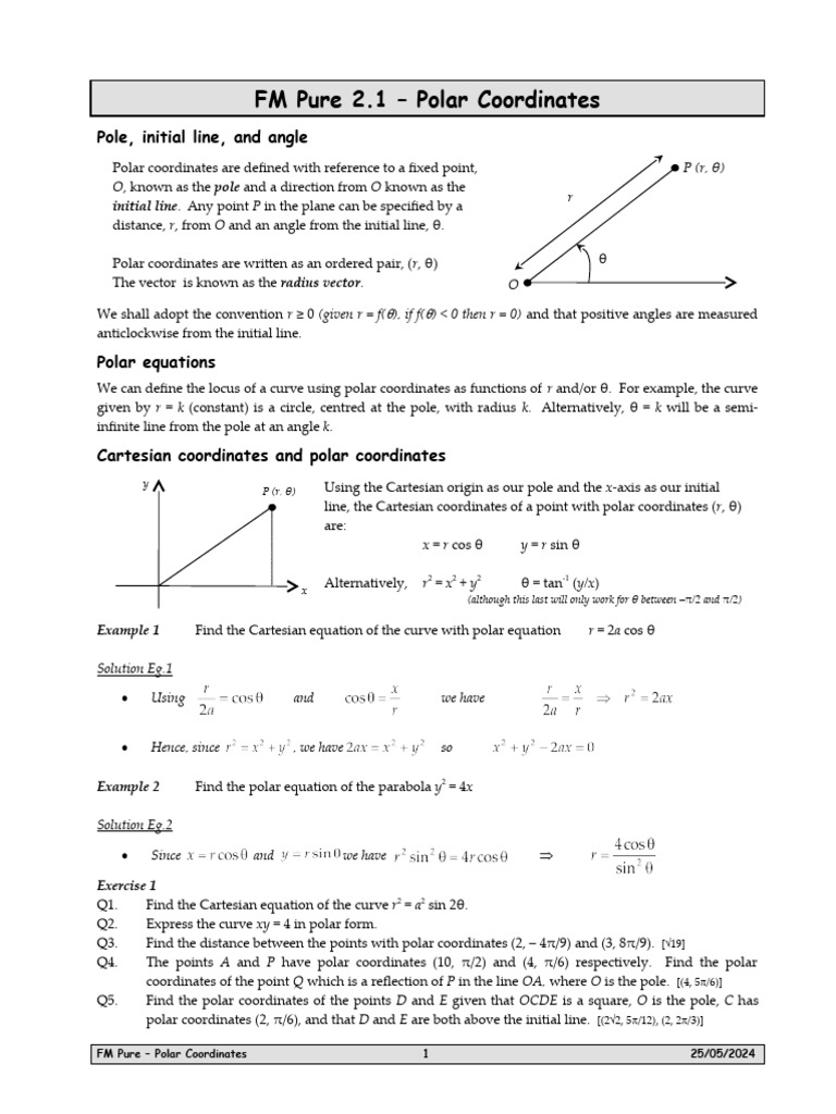 Polar Coordinates Pdf Angle Euclidean Geometry