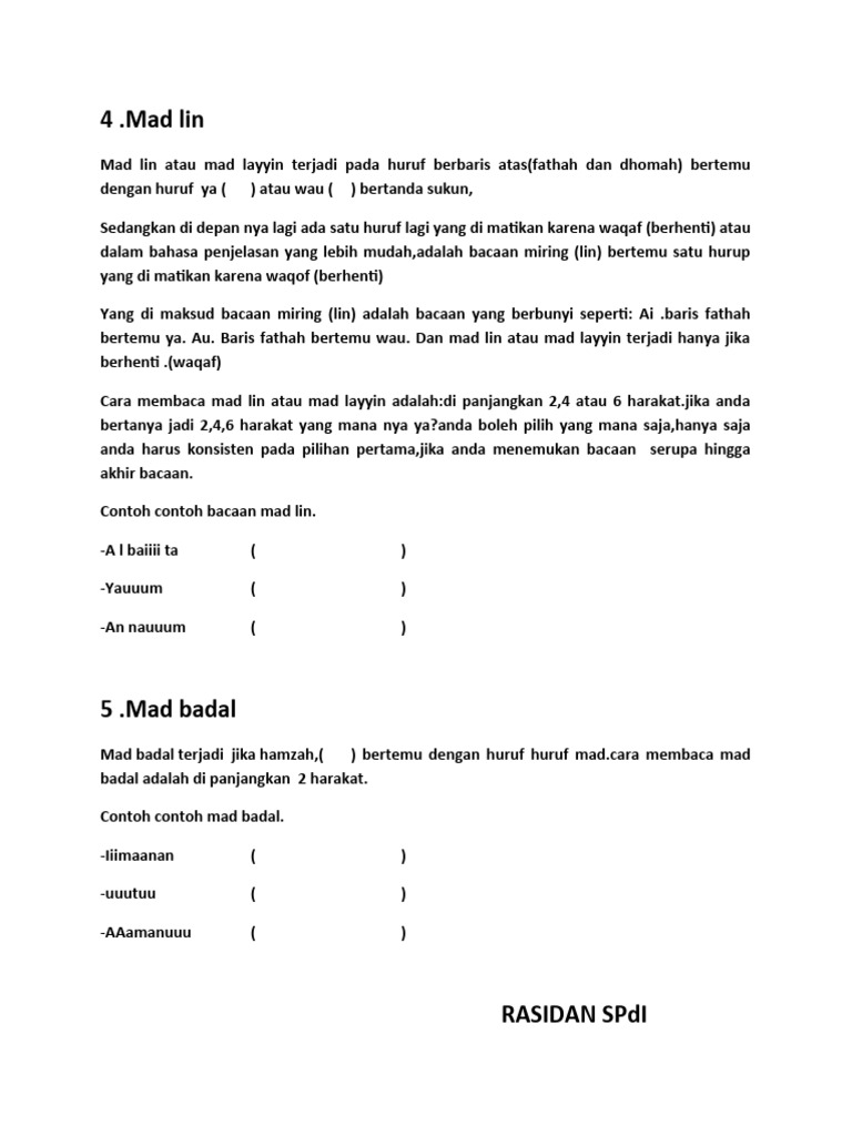 Mad Lin Sampai Mad Tawilah | PDF