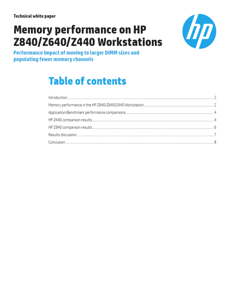 Memory Performance On HP Z840/Z640/Z440 Workstations | PDF | Multi Core ...