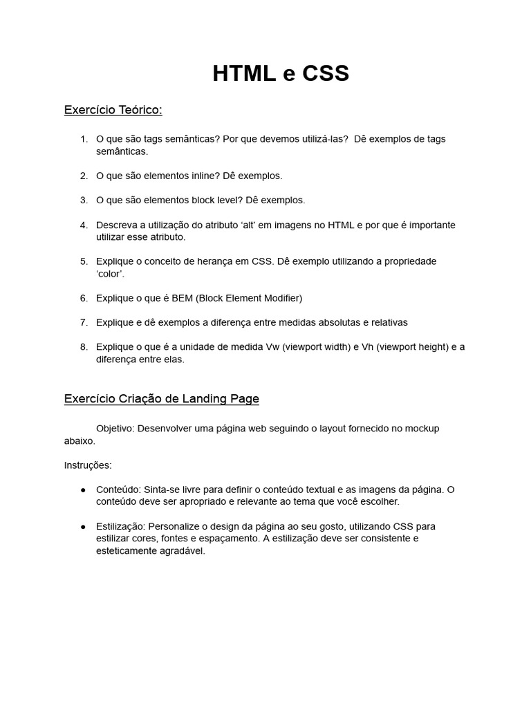 Exercicios HTML e Git Github | PDF | Html | Desenvolvimento de software