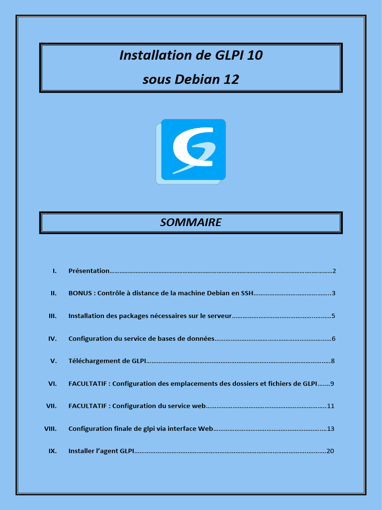 Installation de GLPI 10 sur Debian 12 | PDF | Internet | Internet et Web