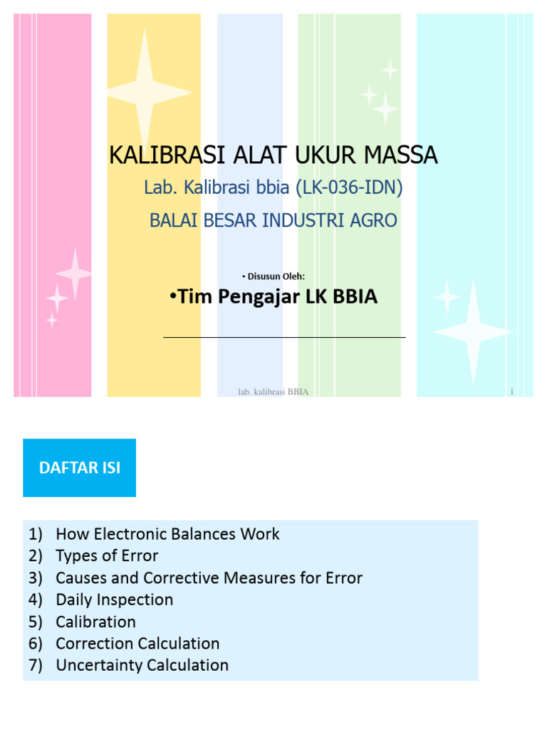 M.1.1 - Pengantar Kalibrasi Timbangan | PDF
