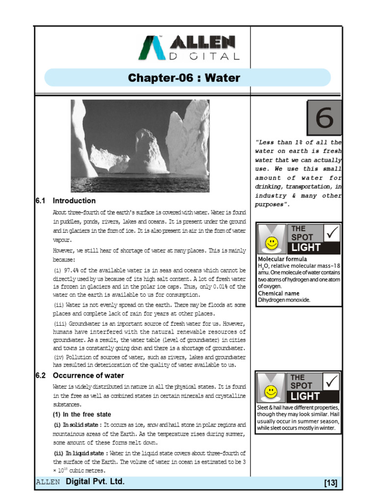 Class 8 Water Study Guide | PDF | Water | Hydroxide