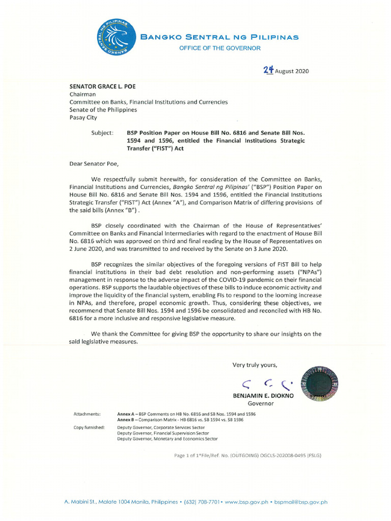 BSP Cover Letter | PDF