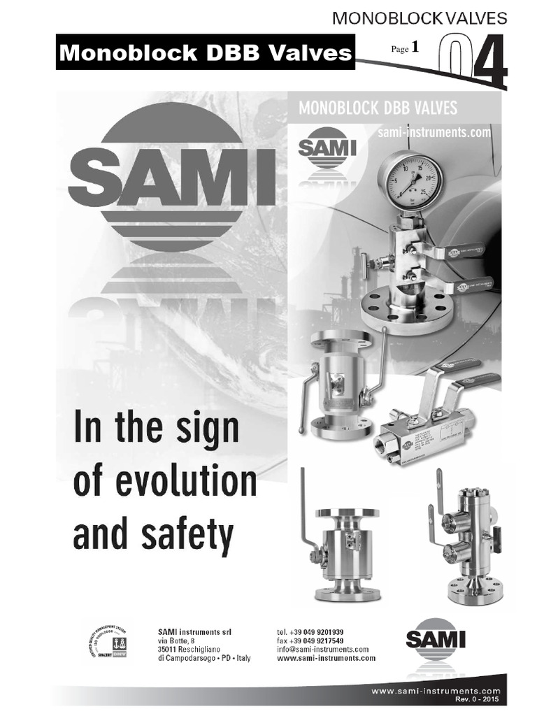 04 Monoblock DBB Valves Rev.0 2015 | PDF | Valve | Hydraulics