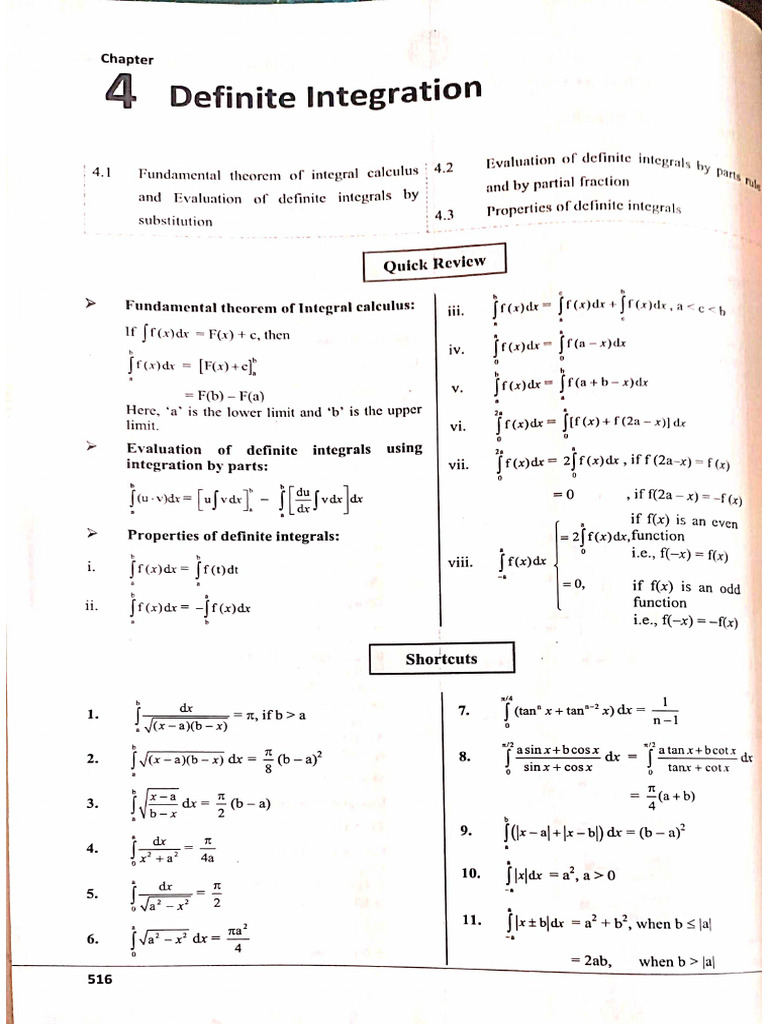 Definite Integration Shortcuts | PDF