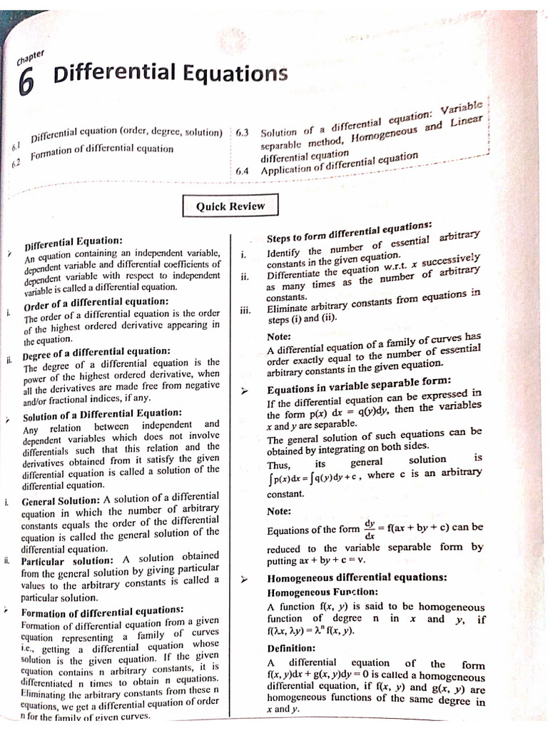 Differential Equations Key Points & Shortcuts | PDF