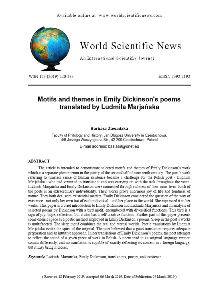 Emily Themes | PDF | Emily Dickinson | Poetry