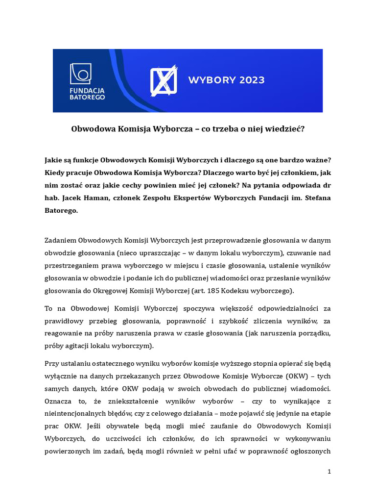 Jacek Haman - Obwodowa Komisja Wyborcza | PDF