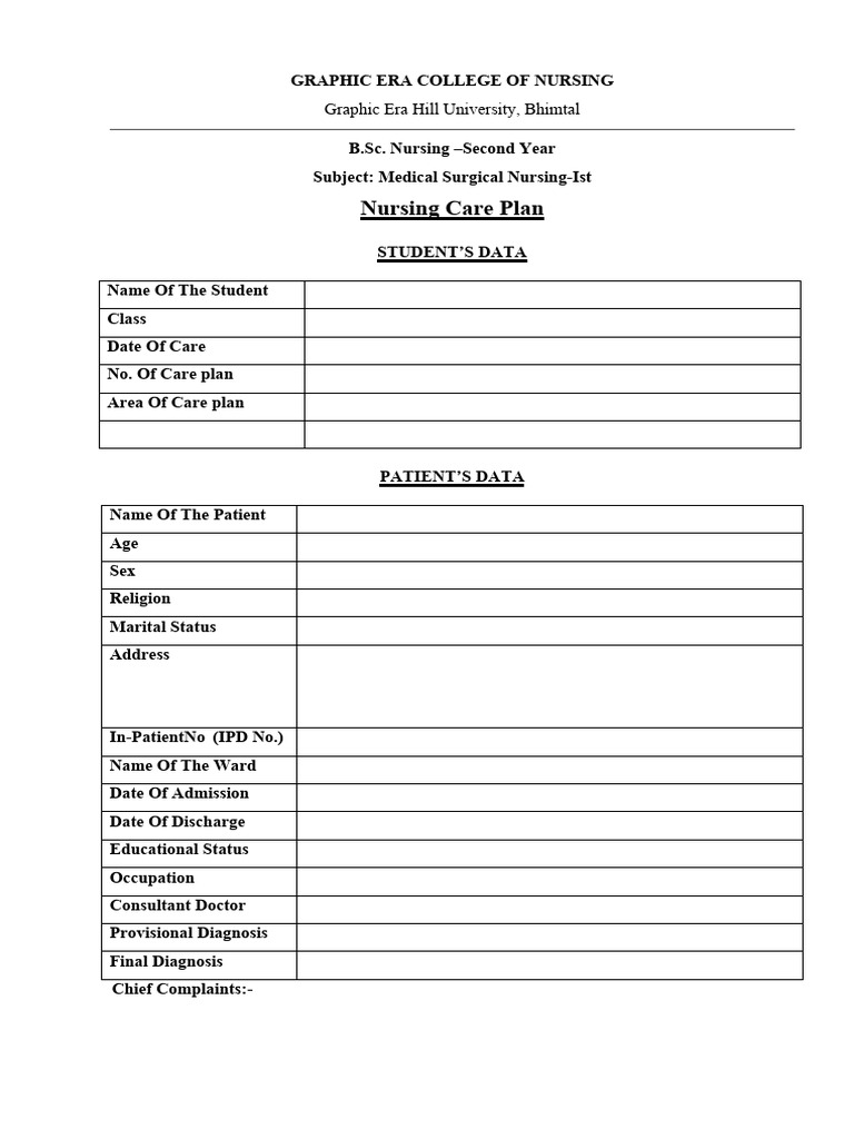 Nursing Care Plan Formet (BEBO) | PDF | Clinical Medicine | Medicine