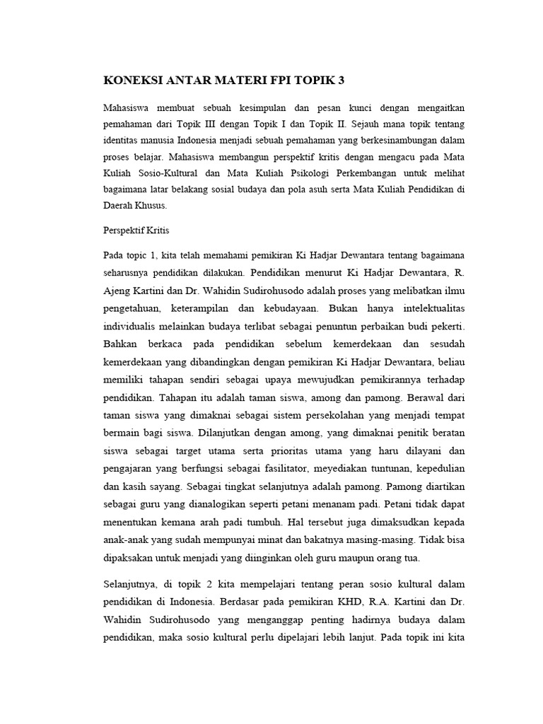 Koneksi Antar Materi Fpi Topik 3 | PDF