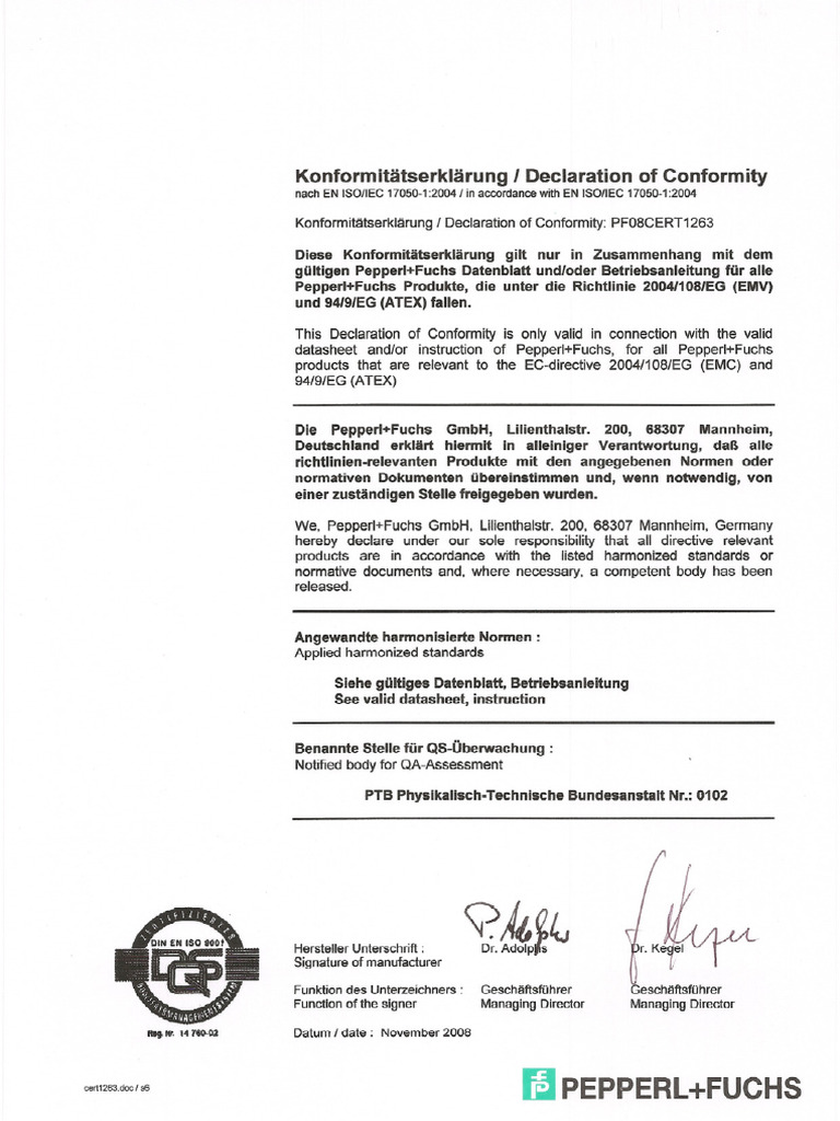 ROP Sensor Certificate 2 | PDF