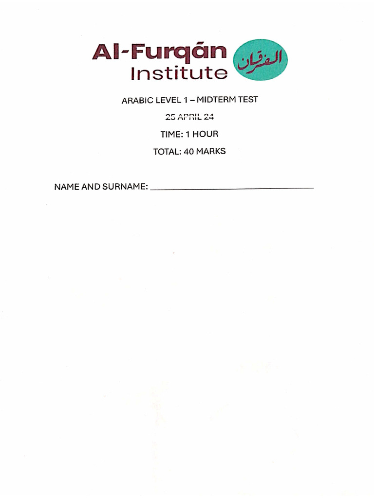 Arabic Level 1 Midterms | PDF