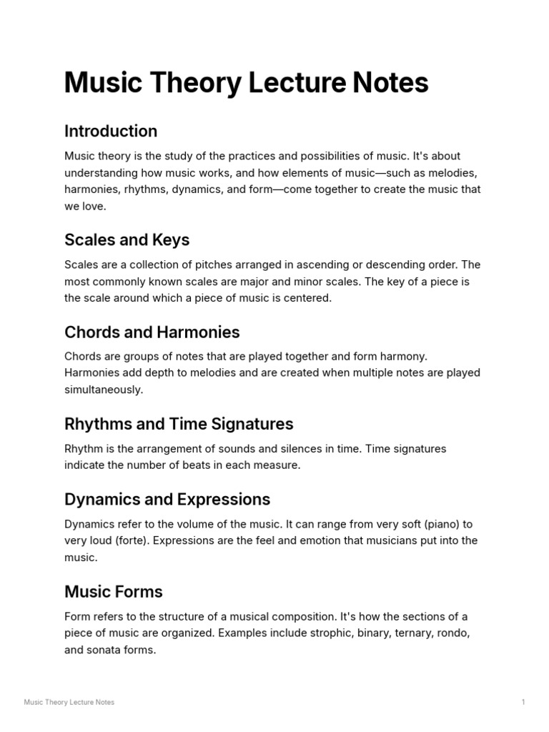 Intro to Music Theory Concepts | PDF