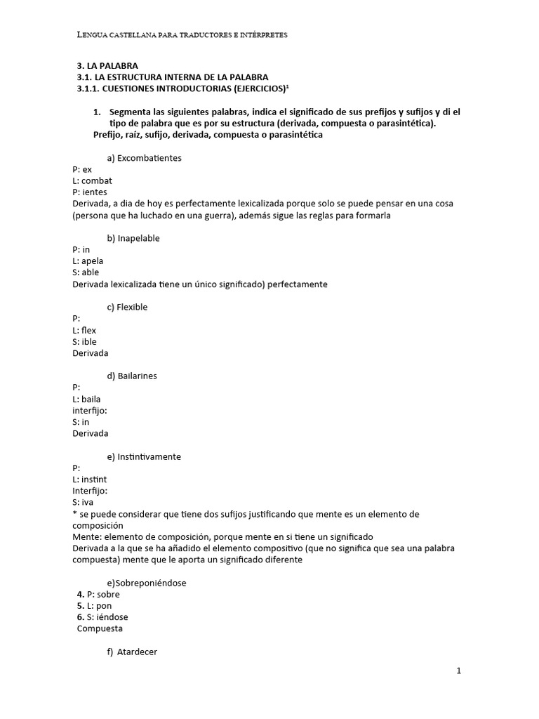 TEMA 3-3.1.1. y 3.1.2 - EjerciciosMorfoGramDescriptiva | PDF | Diccionario | Palabra