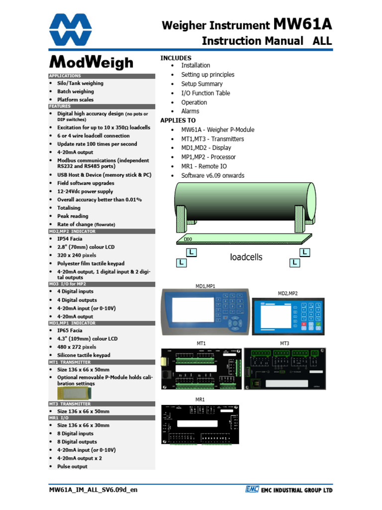 MW61A_IM_ALL_SV6.09d_en | PDF | Input/Output | Weight