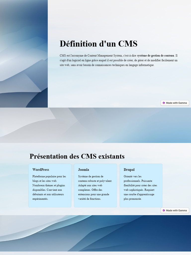 Définition et Fonctionnalités des CMS | PDF | Internet | Internet et Web