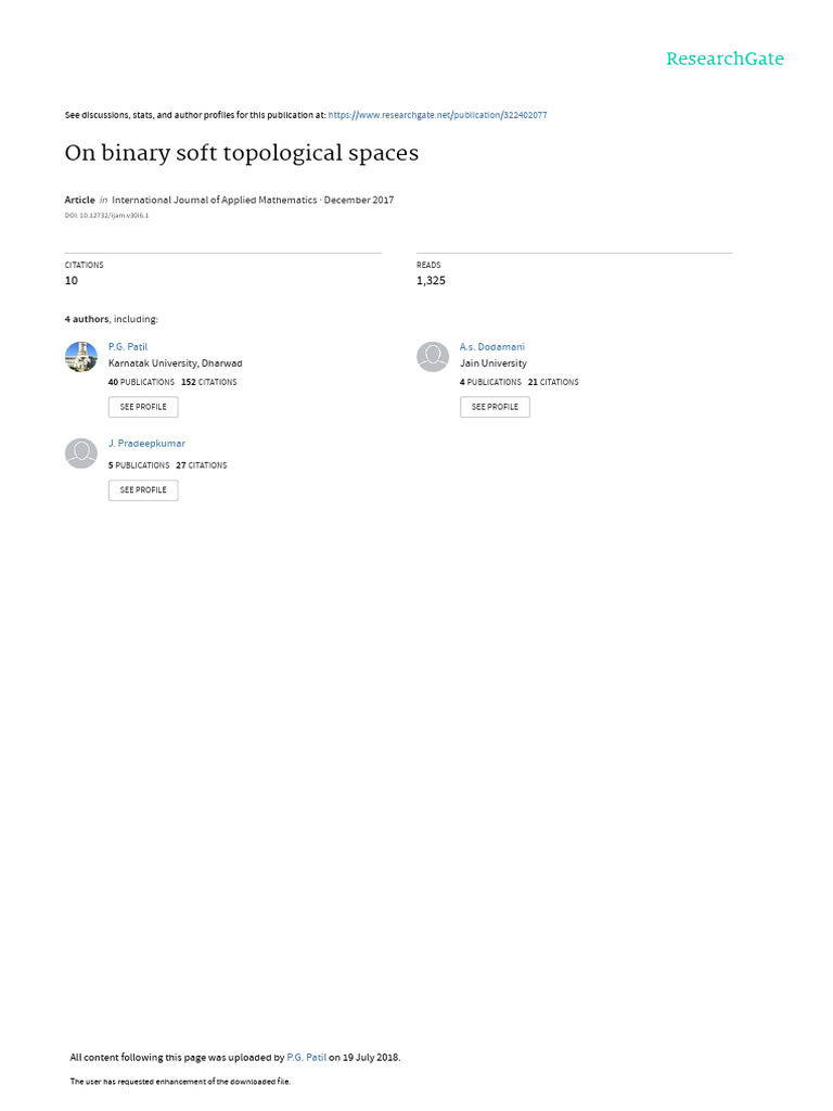 On Binary Soft Topological Spaces | PDF | Set (Mathematics ...