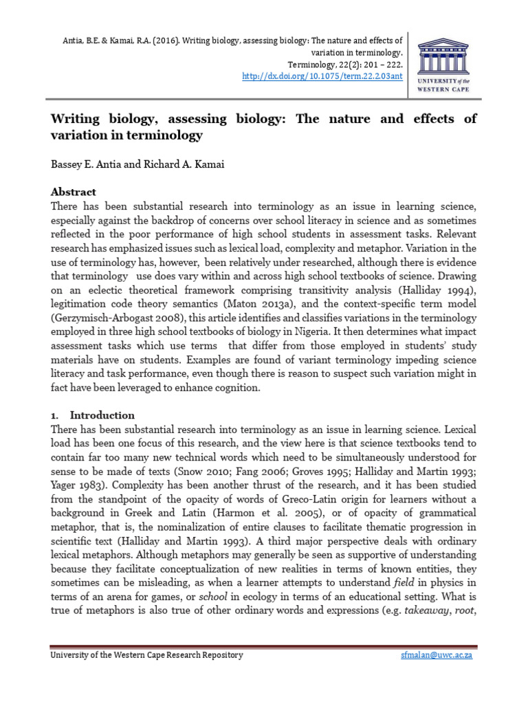 Writing Biology Assessing Biology | PDF | Conceptual Model | Osmosis