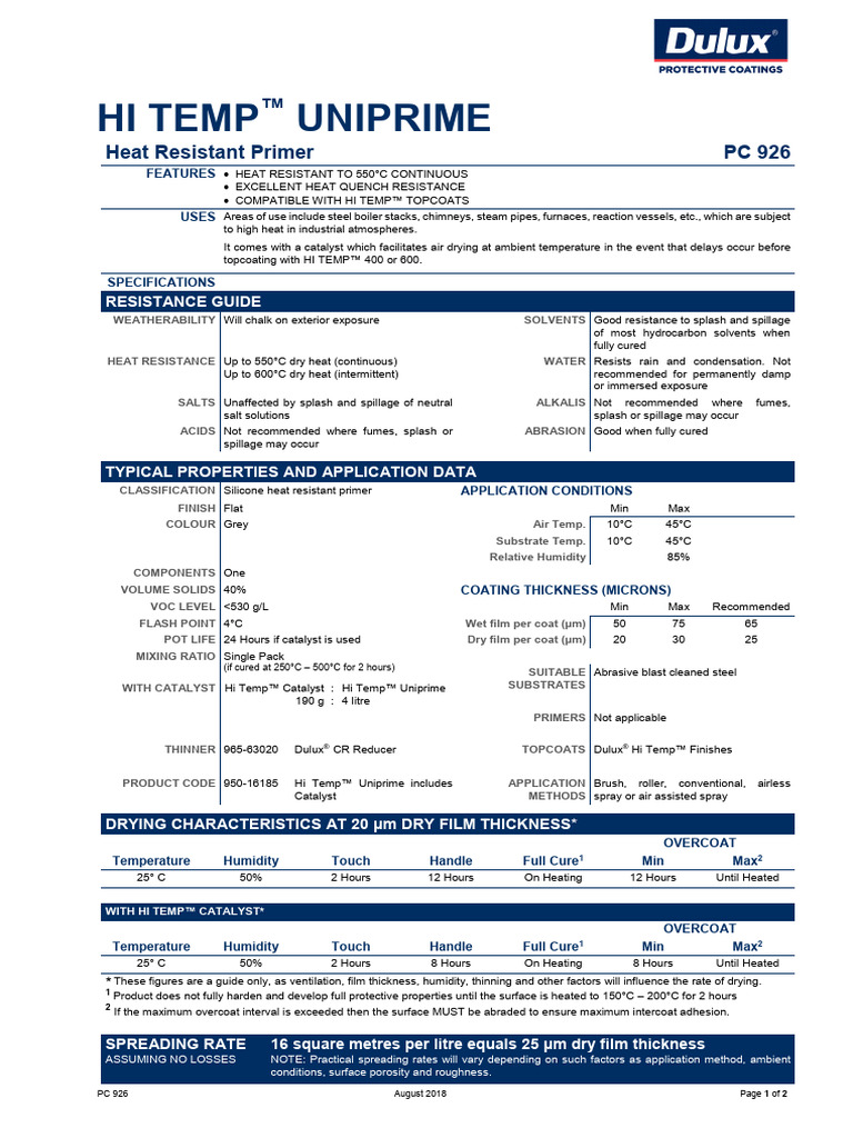 Hi Temp Uniprime May 2020 | PDF | Materials | Physical Chemistry