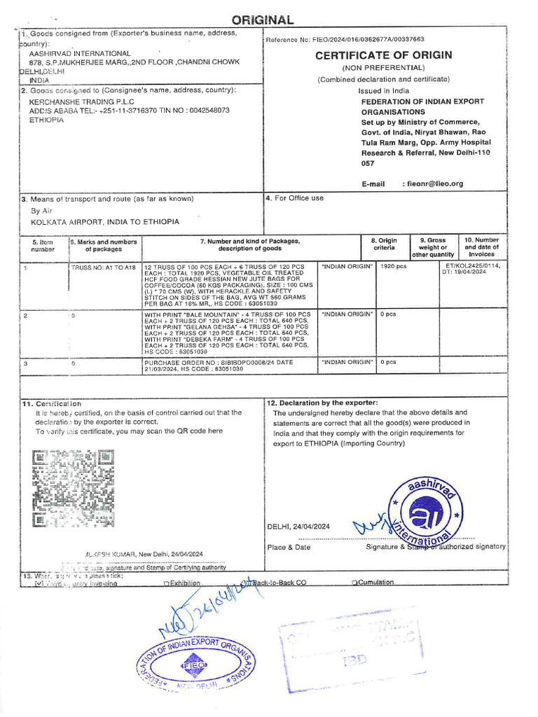 Certificate of Origin | PDF