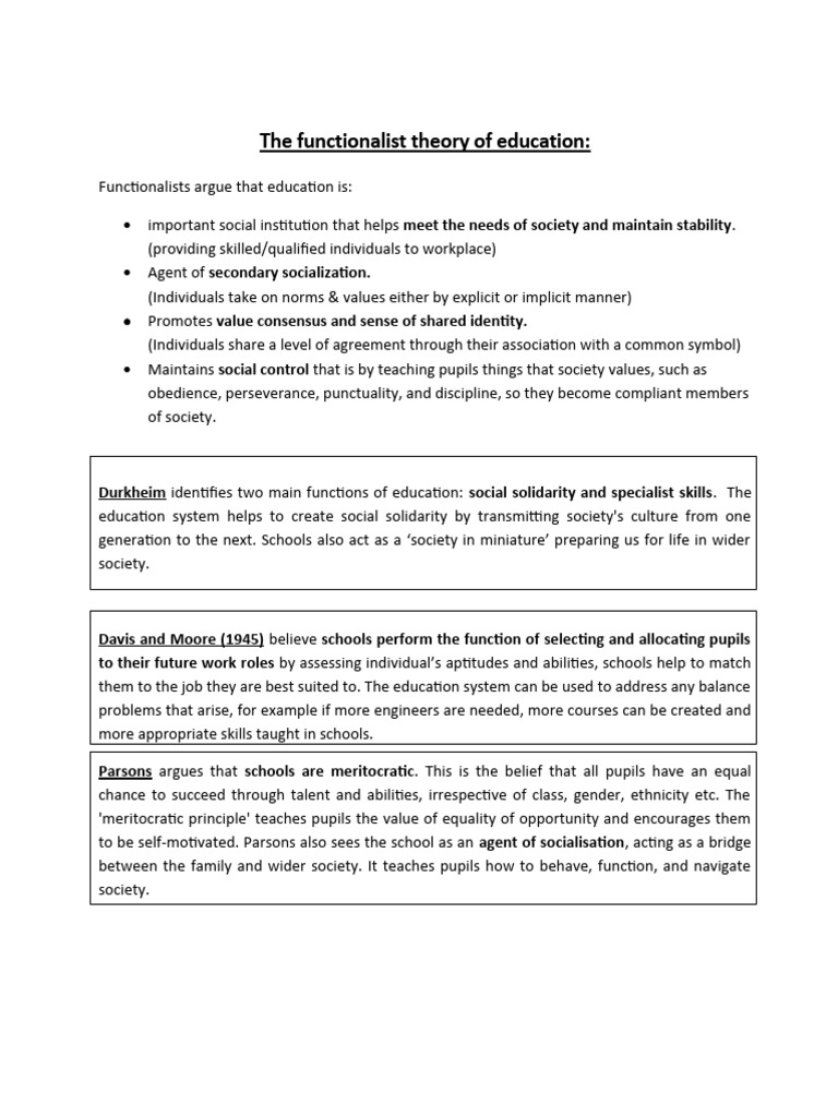 Functionalist and Marxist Theories of Education | PDF | Social Mobility | Sociolinguistics