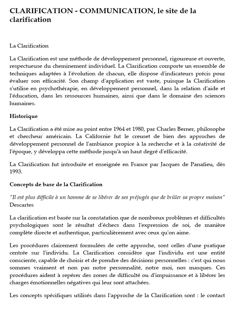 CLARIFICATION - COMMUNICATION, Le Site de La Clarification | PDF ...