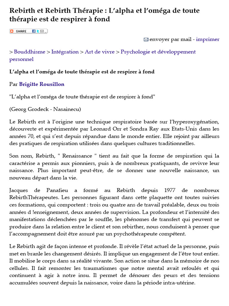 Rebirth : Technique et Bienfaits de la Thérapie | PDF | Émotions ...