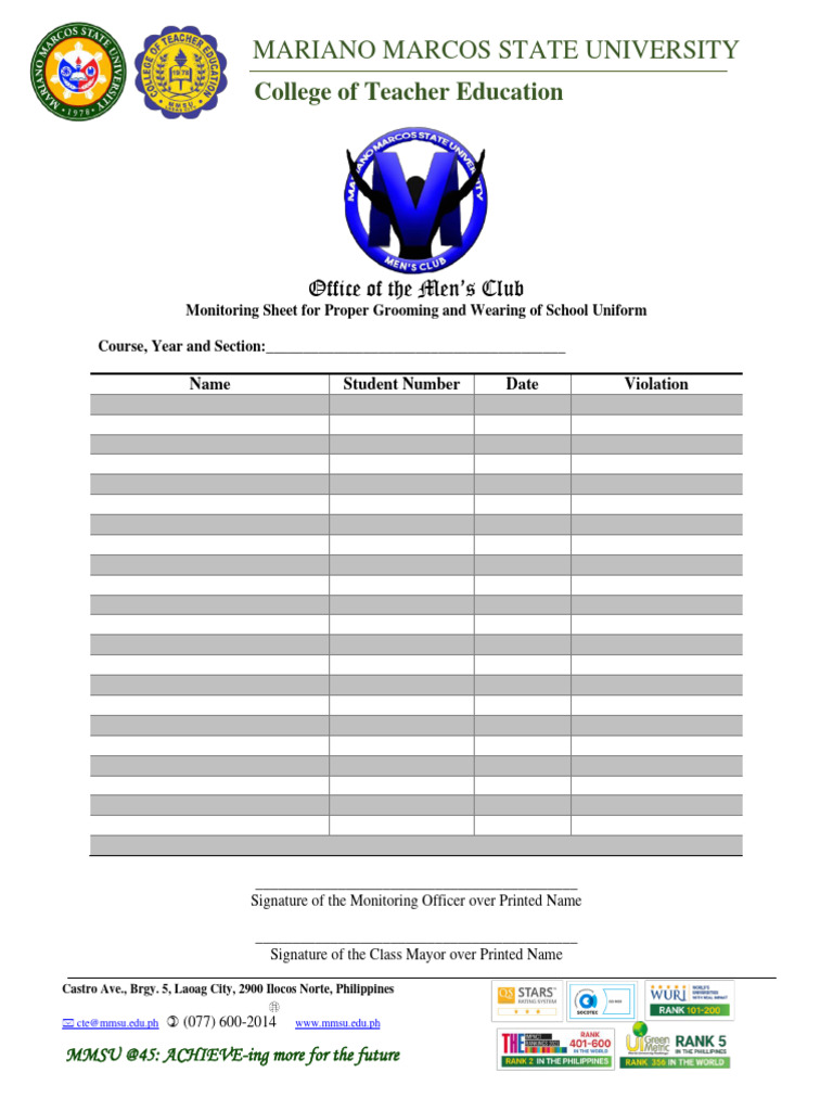 Monitoring Sheets | PDF