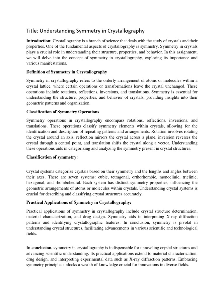 Assignment Crys | Download Free PDF | Crystal Structure | Crystallography