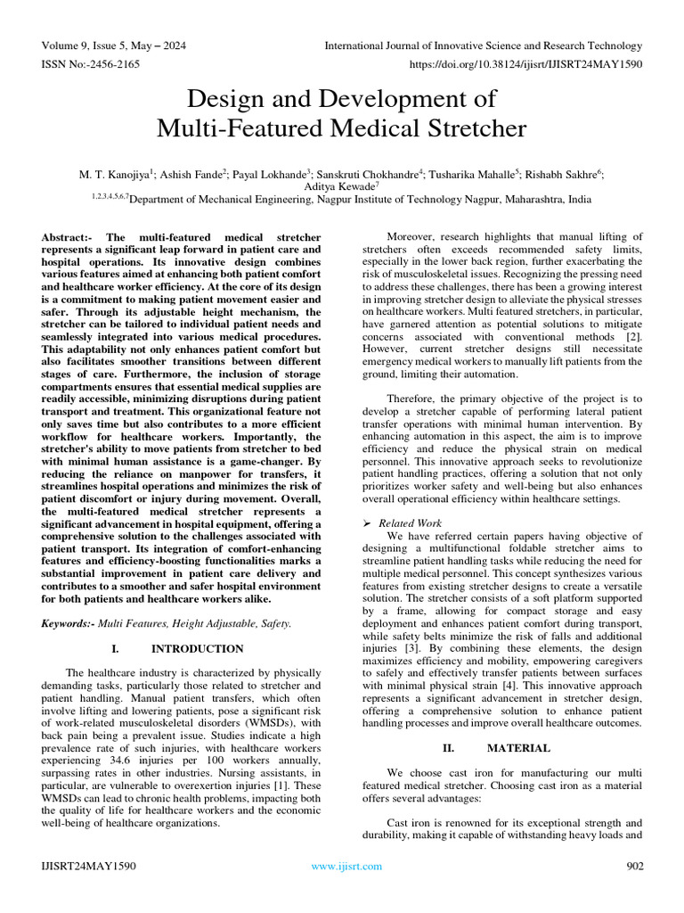 Design and Development of Multi-Featured Medical Stretcher | PDF ...