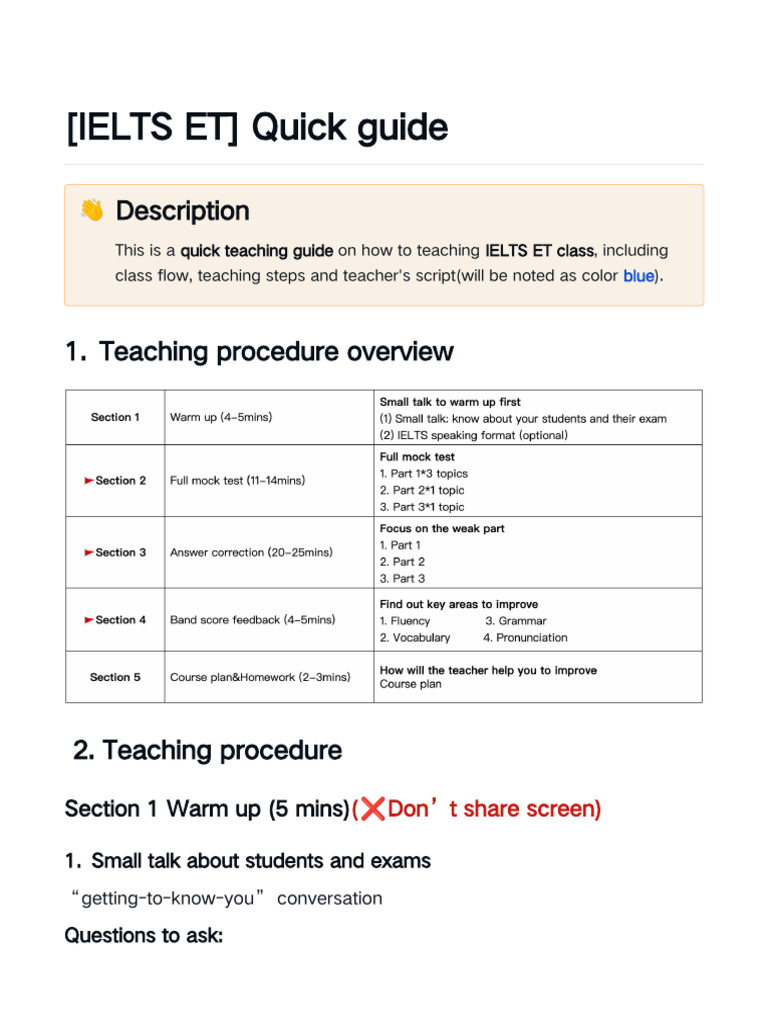 (IELTS ET) Quick Guide Script | PDF | International English Language ...