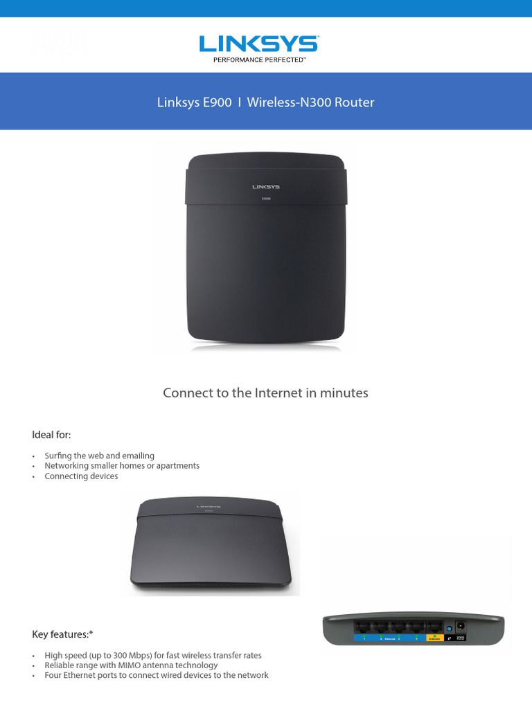LINKSYS - E900 - Sell Sheet - EN-ME - v2 | PDF | Wi Fi | Computer Network