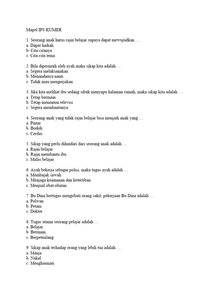 Soal Uts Kelas 2 Kumer | PDF