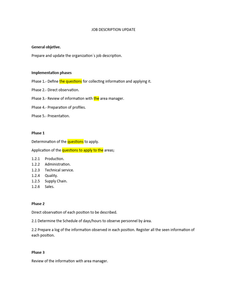 Job Description Update | PDF | Career & Growth | Computers