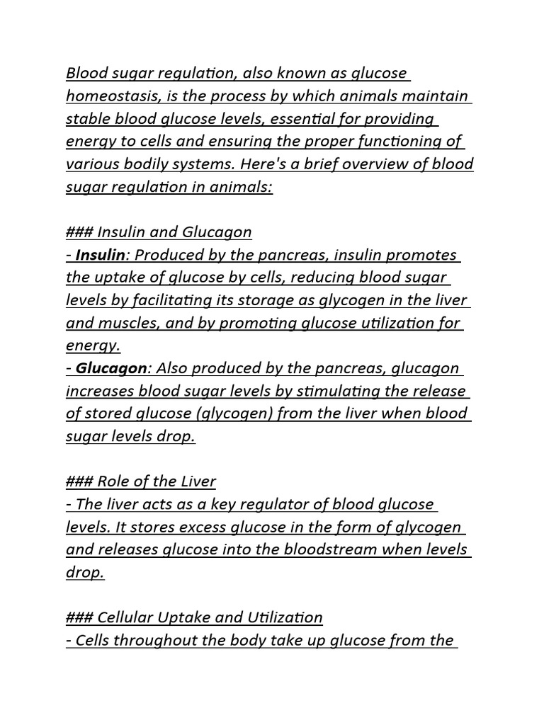 Biology Blood Sugar Regulation | PDF