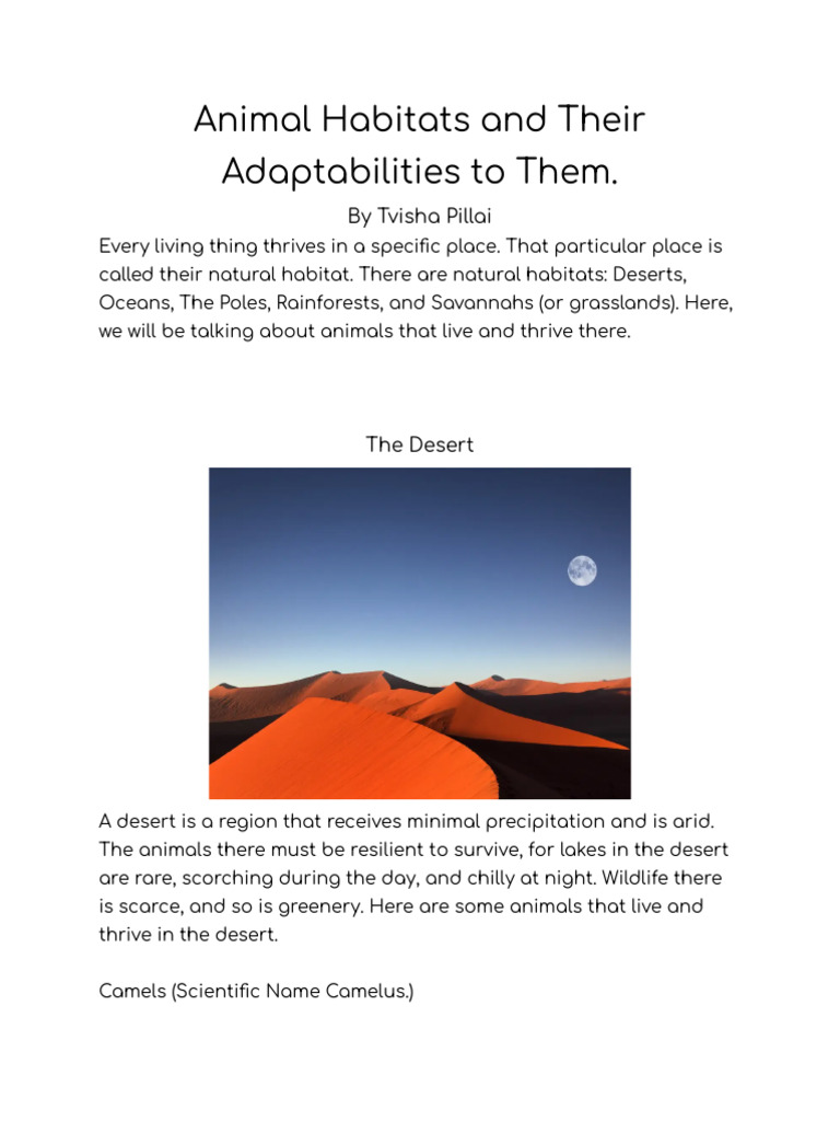 Animal Habitats and Their Adaptabilities To Them | PDF | Camel | Polar Bear