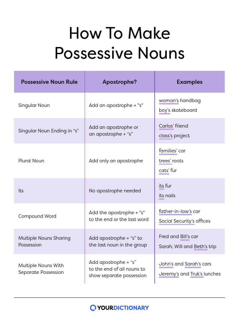 Possessive Nouns: Rules & Examples | PDF