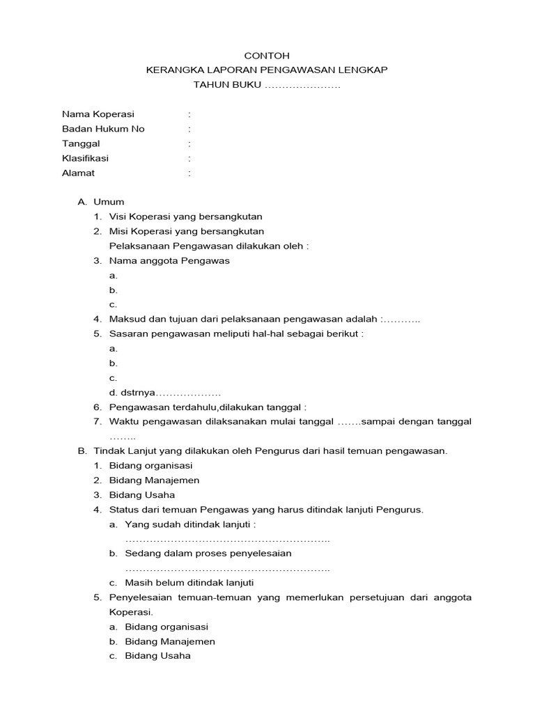 CONTOH LAPORAN PENGAWAS | PDF